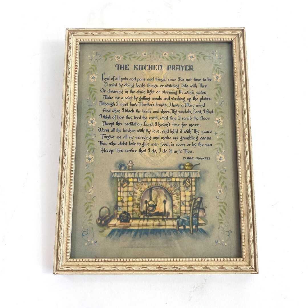 My Kitchen Prayer Vintage Poem Print Framed Granny Core Art - Etsy