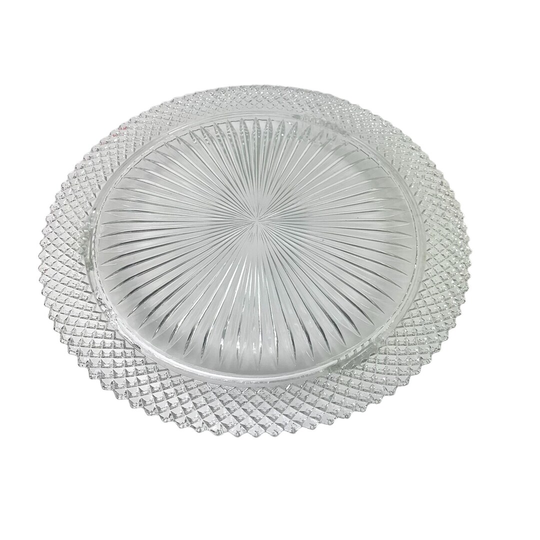 Clear Glass Miss America Diamond Pattern 12 Inch Footed Cake Plate ...