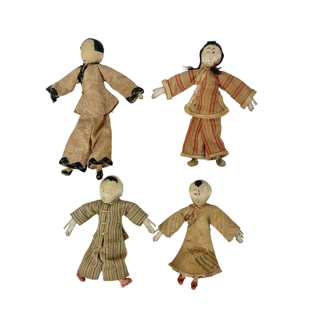 Antique Chinese Miniature 3 Inch Handmade Cloth Dolls Family Vintage - Etsy