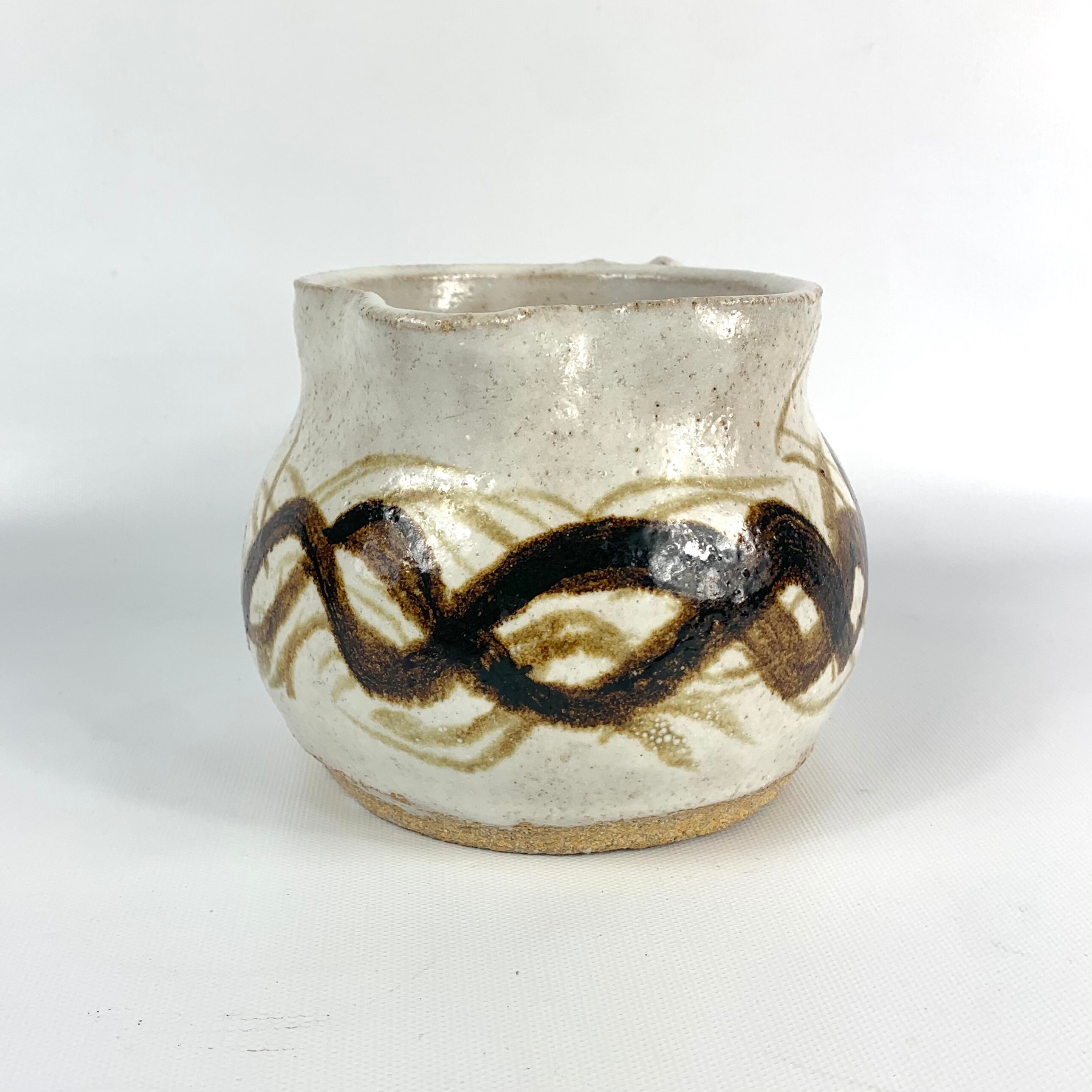 70s Vintage Stoneware Pitcher Art Pottery Squiggle Wave - Etsy