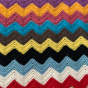 Rainbow Zig Zag Hand Knit Afghan 70s Vintage Throw 53 X 54 - Etsy