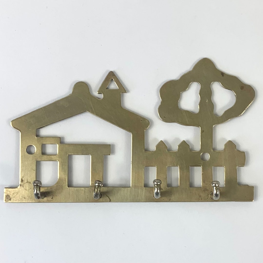 Brass House Key Holder Hooks Wall Mount Kitchen Hall Farmhouse - Etsy