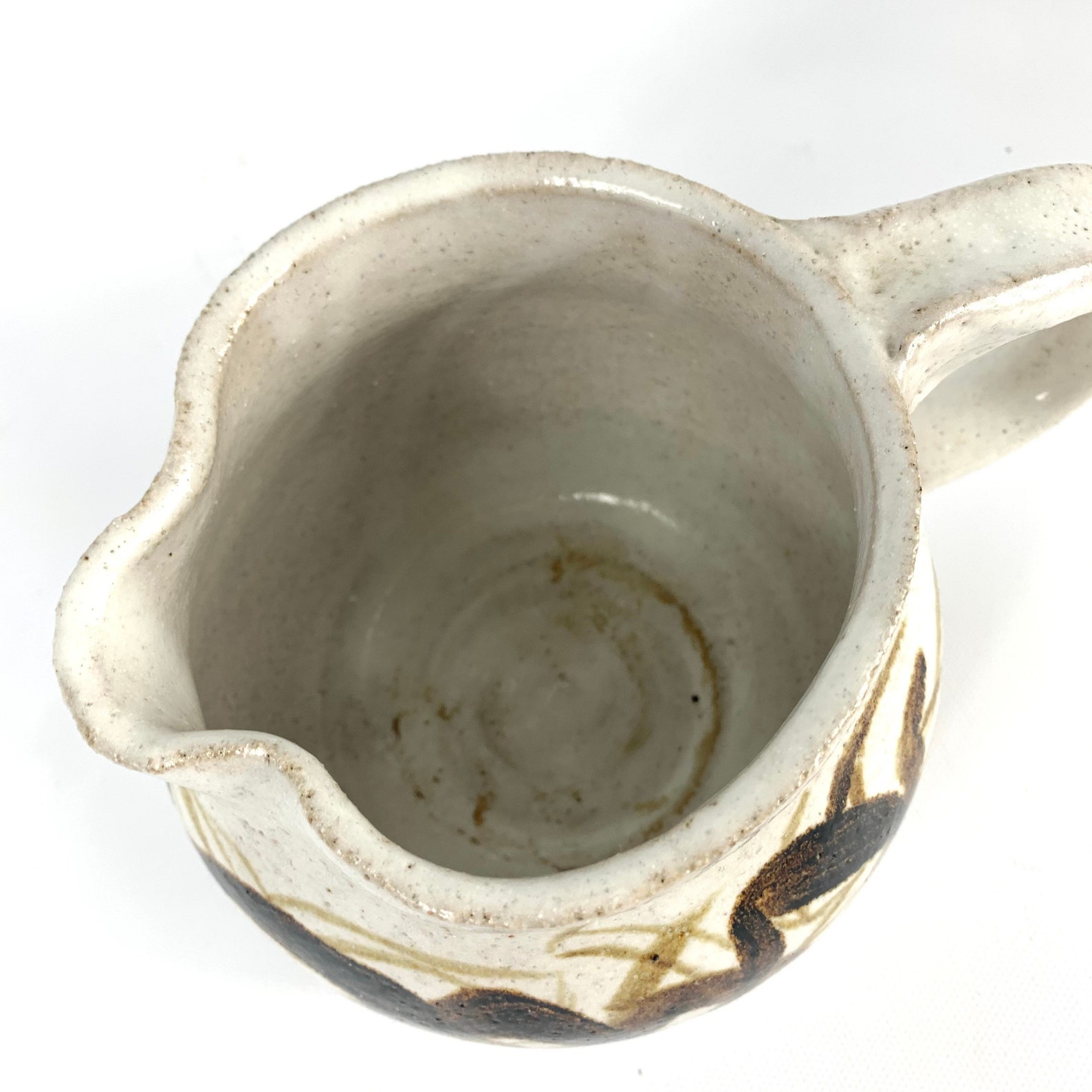 70s Vintage Stoneware Pitcher Art Pottery Squiggle Wave | Etsy