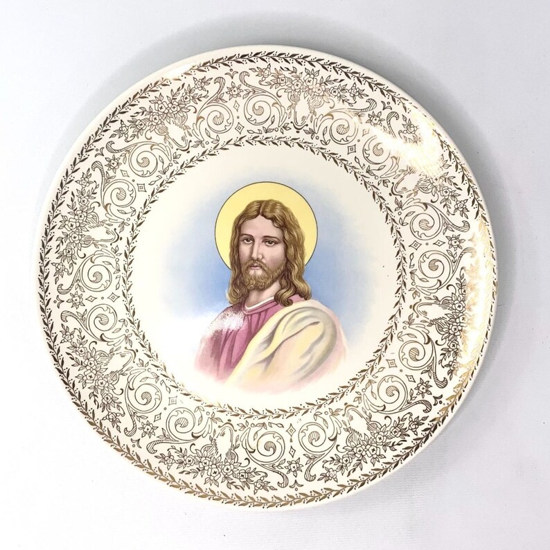 Ornate Gold Jesus Plate 10 Inch Religious Christian China Wall - Etsy