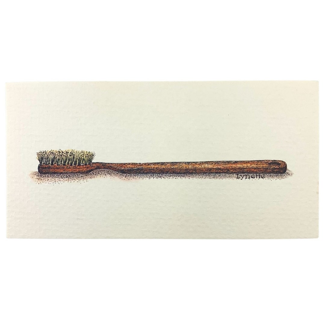 Small Vintage Wood Toothbrush Art Print Unframed Bathroom Decor Signed ...