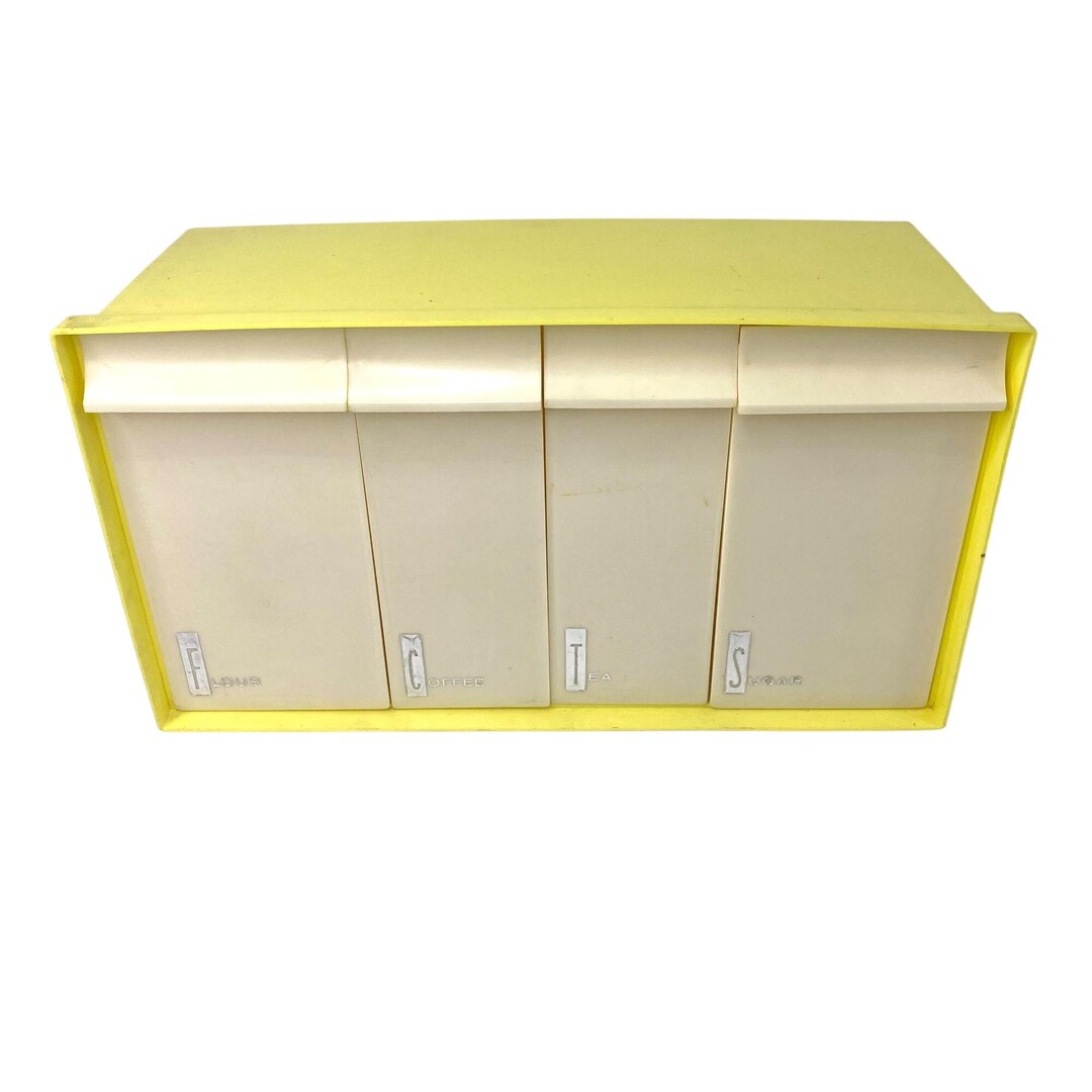 MCM Bright Yellow Canisters Flour Sugar Coffee Bins Midcentury Modern ...