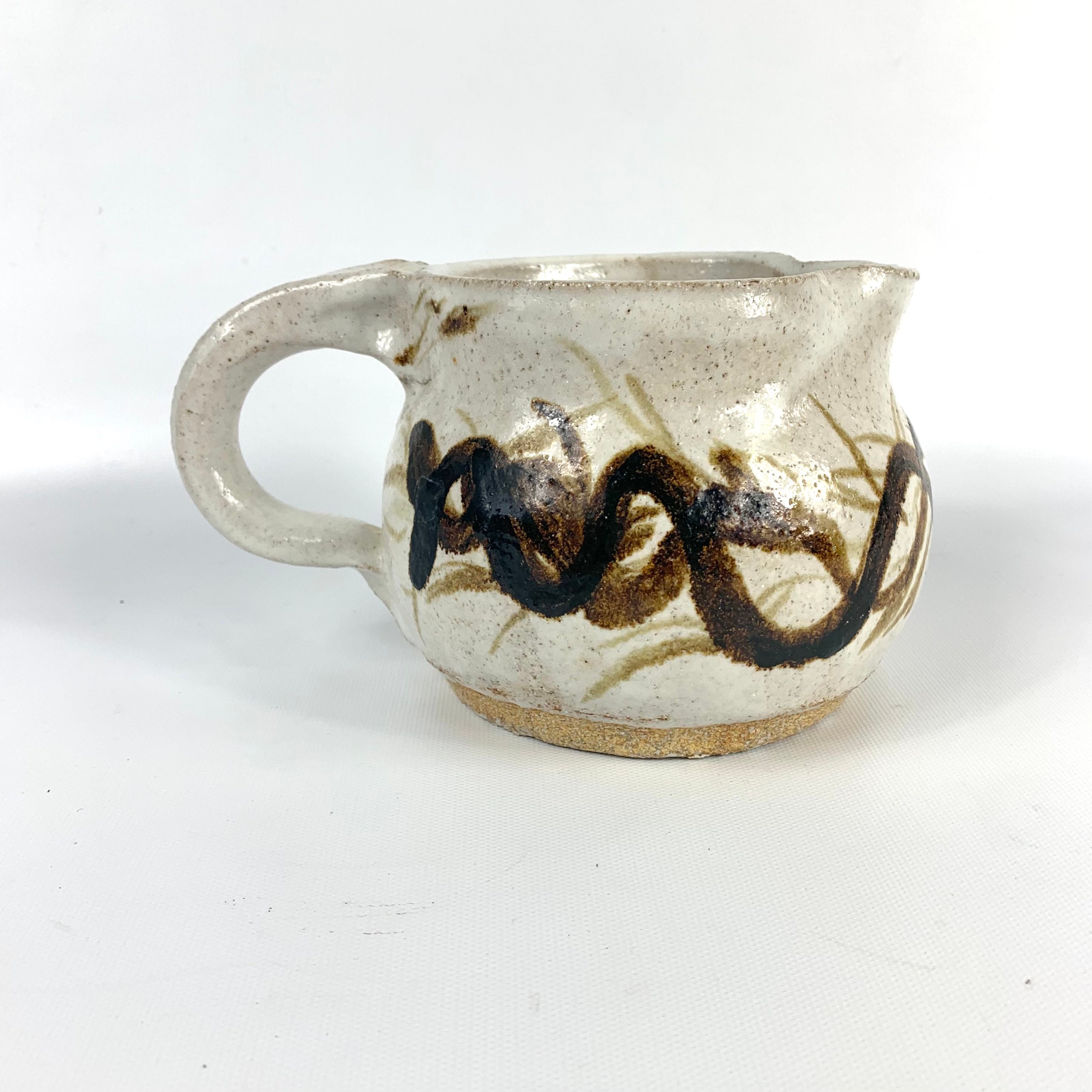 70s Vintage Stoneware Pitcher Art Pottery Squiggle Wave - Etsy