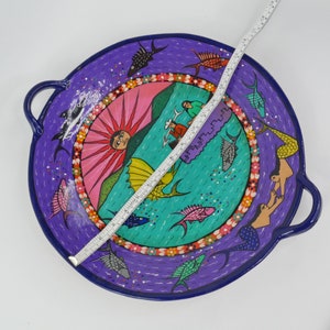 Large Hand Painted Mexican Terra Cotta Platter Bright Talavera Signed ...
