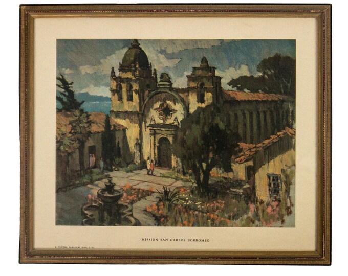 Mission San Carlos Borromeo Impressionist Art Print 60s Vtg Carmel ...