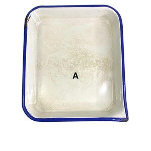 Industrial Vtg White Blue Porcelain Enamelware Trays Photographic ...