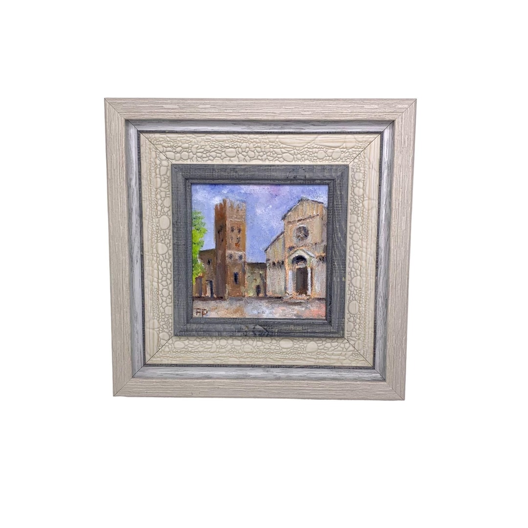 Verona Italy Basilica San Zeno Miniature Landscape Original Framed ...