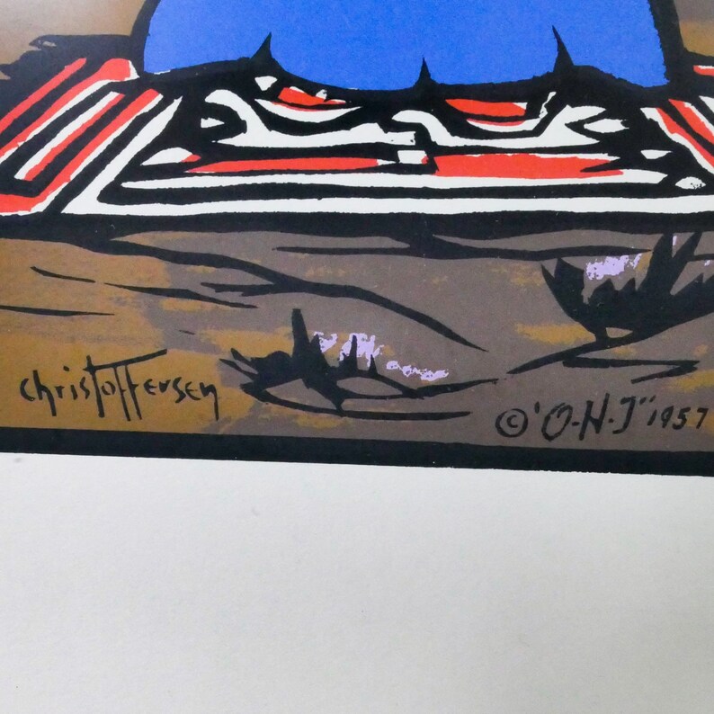 Pair Native American Children Prints Signed Gerda Christoffersen ...