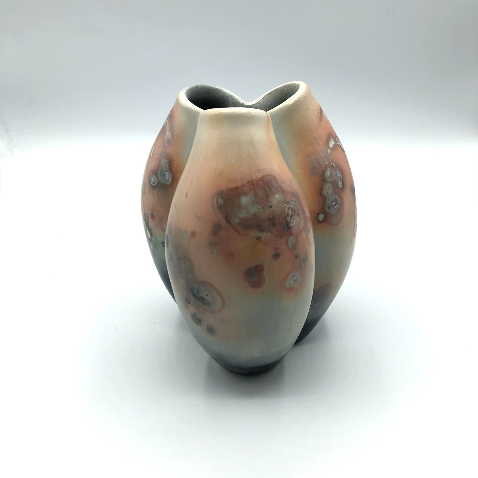 Organic Handmade Saggar Raku Vase Signed Elsa Simon Art Pottery Pastel ...