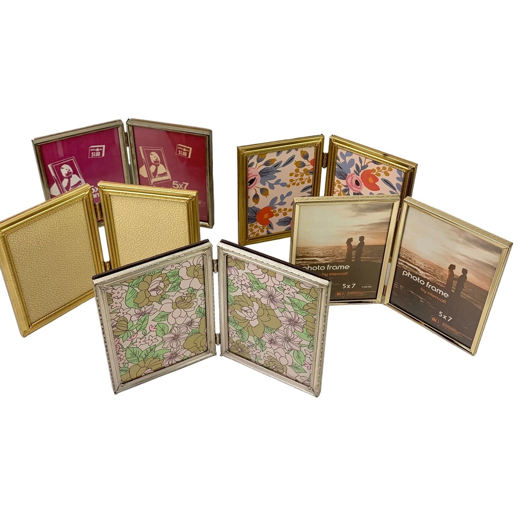 5x7 Bi Fold Gold or Silver Vintage Photo Frame Your Choice Tabletop ...