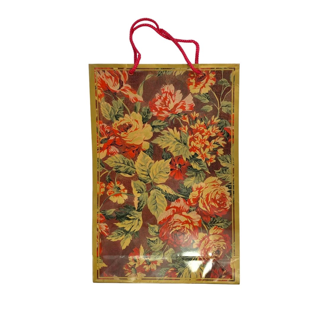 Victorian Roses Gift Bag Beautiful Large Dark Red Floral Vintage Gift ...