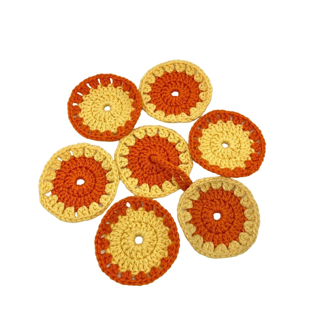 Handmade Crochet Stacking Coasters Vintage Lemon Orange Slice Set of 6 ...