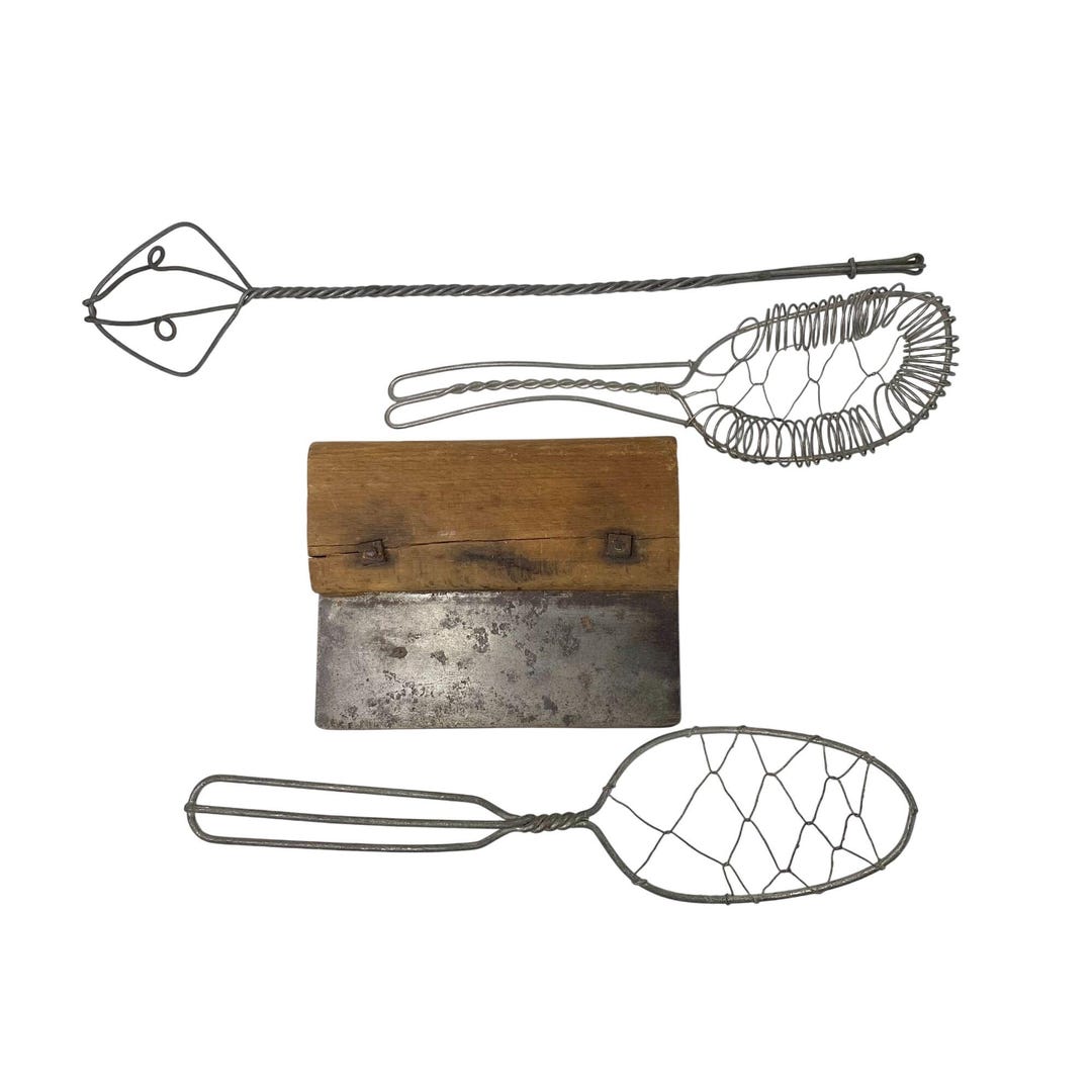 Primitive Wire Kitchen Utensils Spoon Ladle Antique Dough Bench Scraper ...
