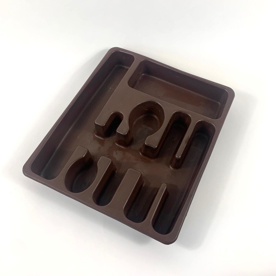 Large Dark Brown Silverware Tray Plastic Flatware Drawer Storage - Etsy