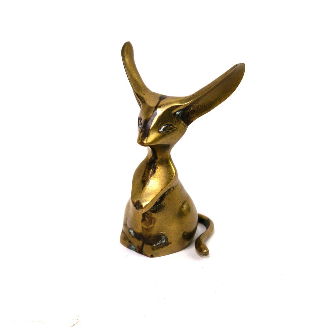 Solid Brass Mouse Figurine: Quirky Big Ear Decor (3.5 In) - Etsy