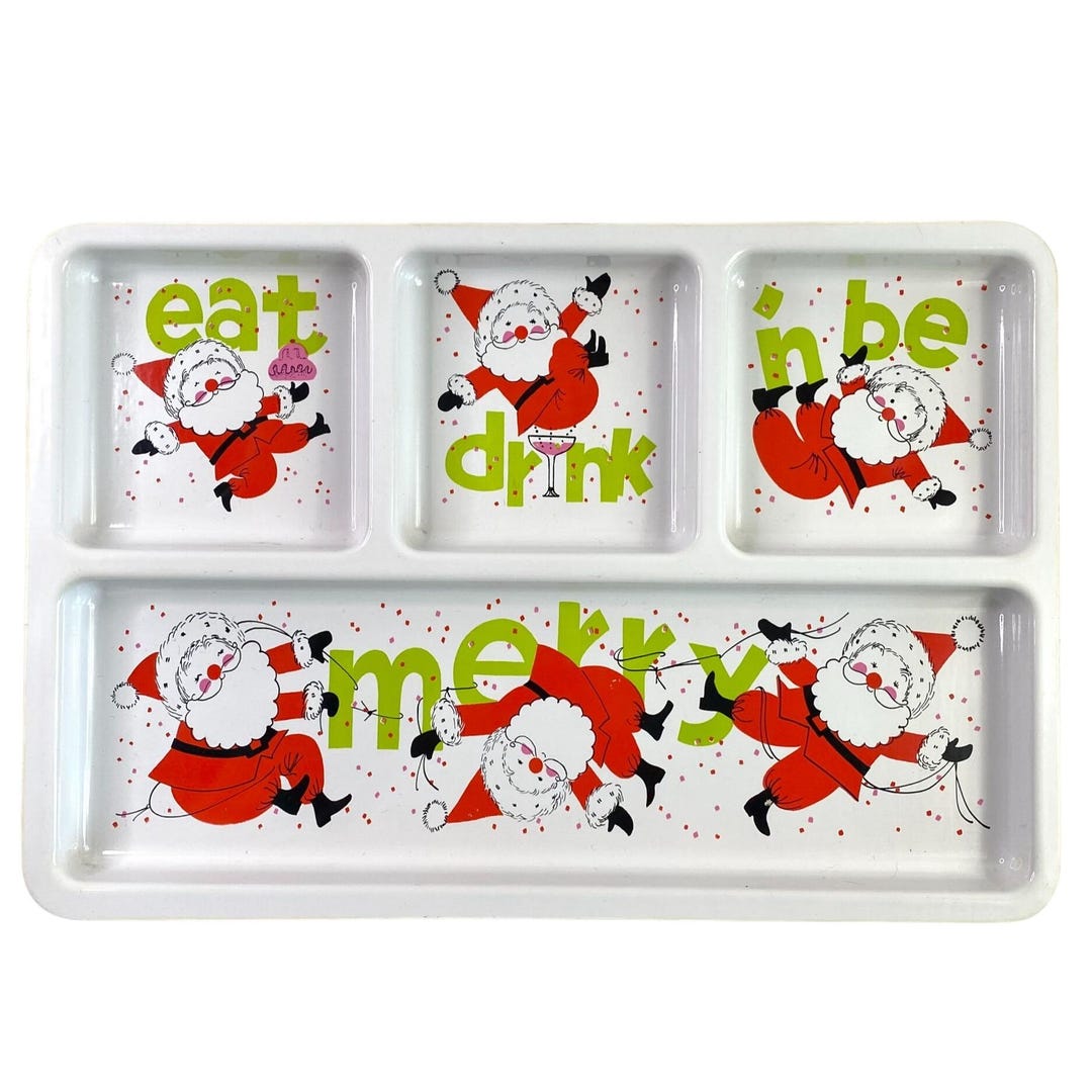MCM Santa Serving Tray Christmas Holiday Decorative Kitschy - Etsy
