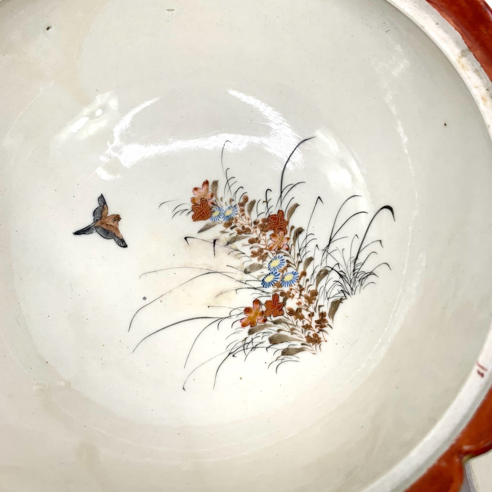 Antique Japanese Kutani Porcelain Footed Bowl Hand Painted Scholars ...