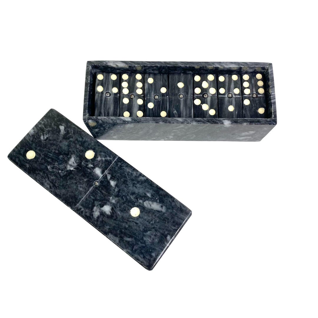 Decorative Black Marble Domino Set in Stone Box - Etsy