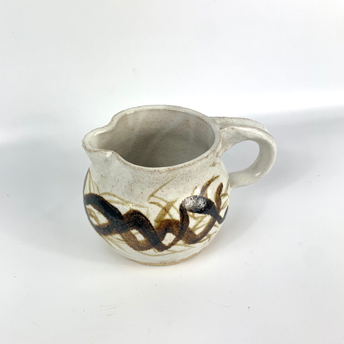 70s Vintage Stoneware Pitcher Art Pottery Squiggle Wave | Etsy