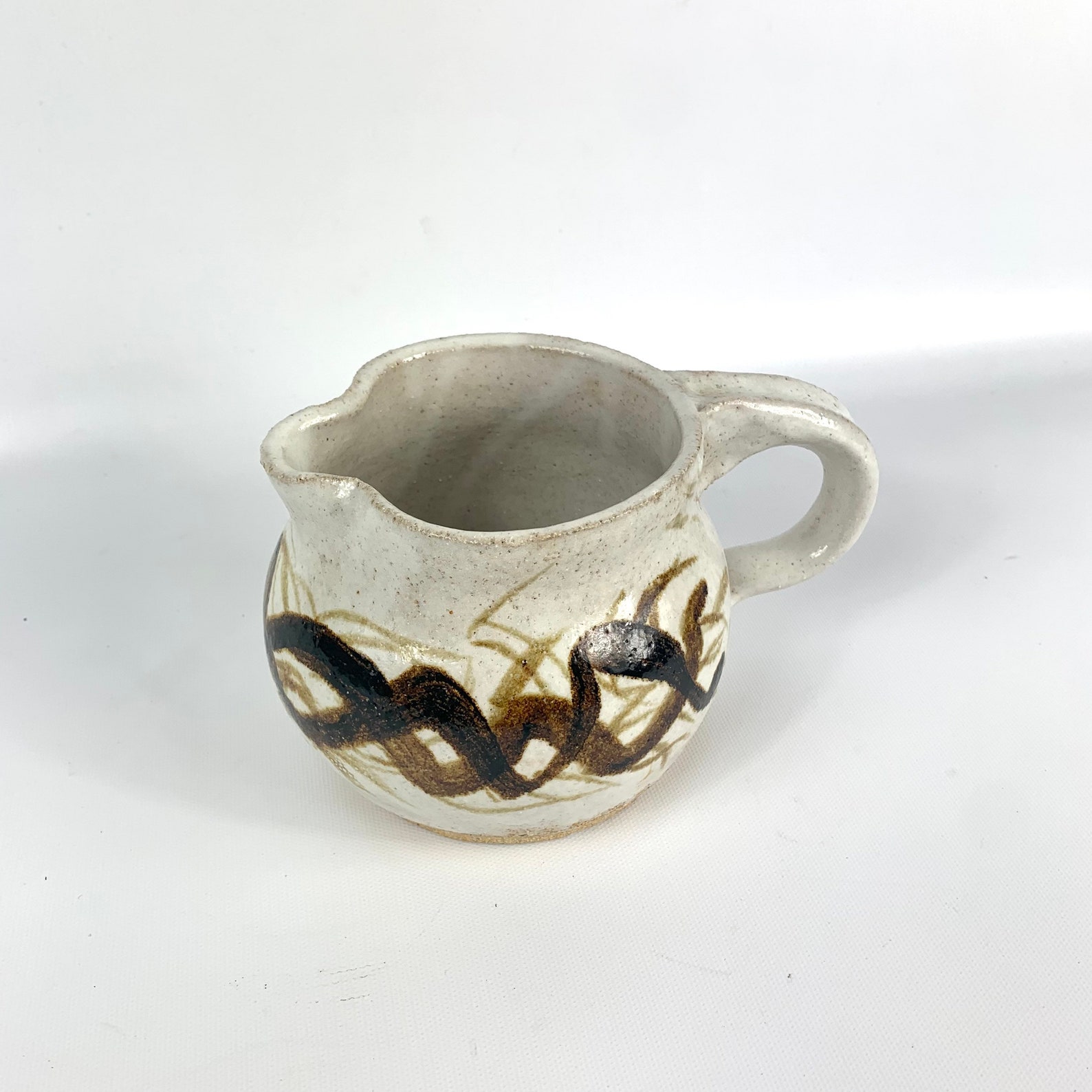 70s Vintage Stoneware Pitcher Art Pottery Squiggle Wave | Etsy