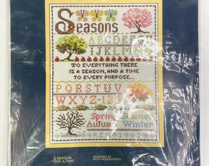A Season and a Time Counted Cross Stitch Kit Sunset Sampler Vintage ...