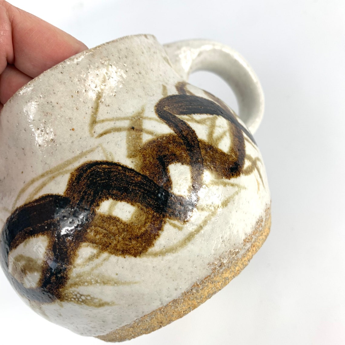 70s Vintage Stoneware Pitcher Art Pottery Squiggle Wave | Etsy