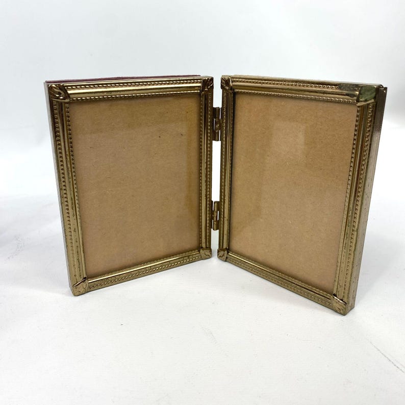 Vintage Gold Bi-fold Photo Frame, Tabletop Picture Frame (3x4 or 3.5x5 ...