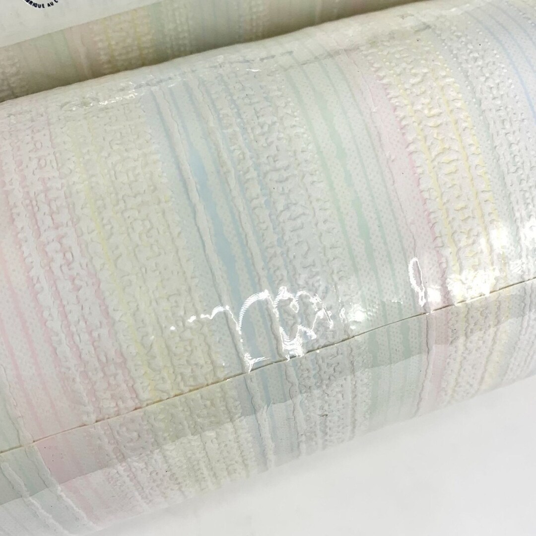Pale Pastel Stripes Vintage Wallpaper Two Double Rolls Expanded Vinyl ...