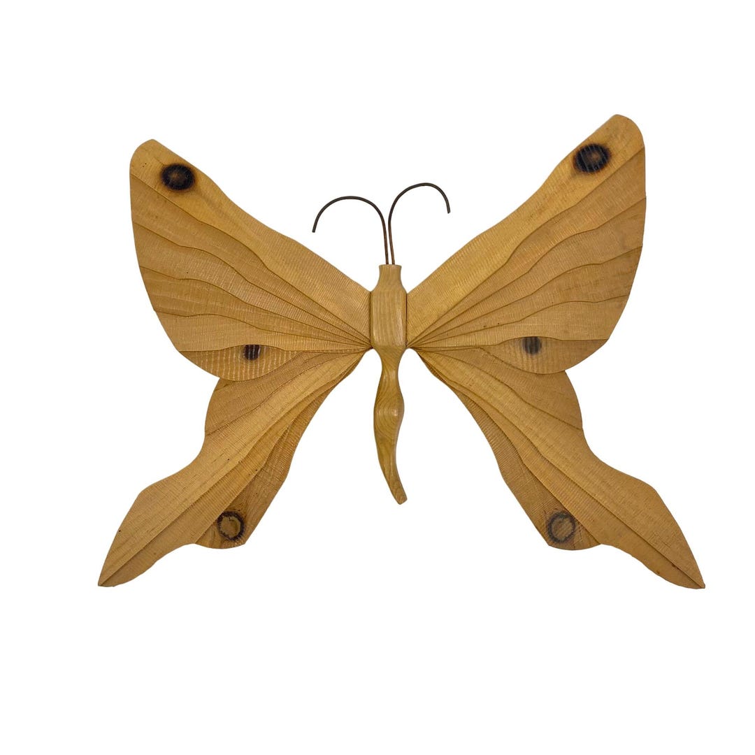 Large 16 Inch Carved Wood Butterfly Wall Hanging 70s Vintage Midcentury ...