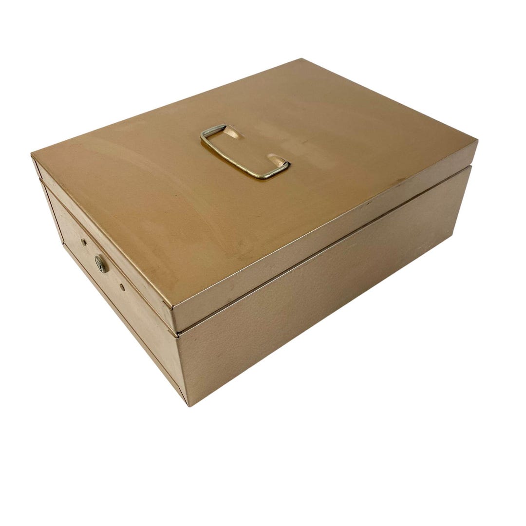 Industrial Light Brown Metal Letter Check Lock Box Office Storage ...