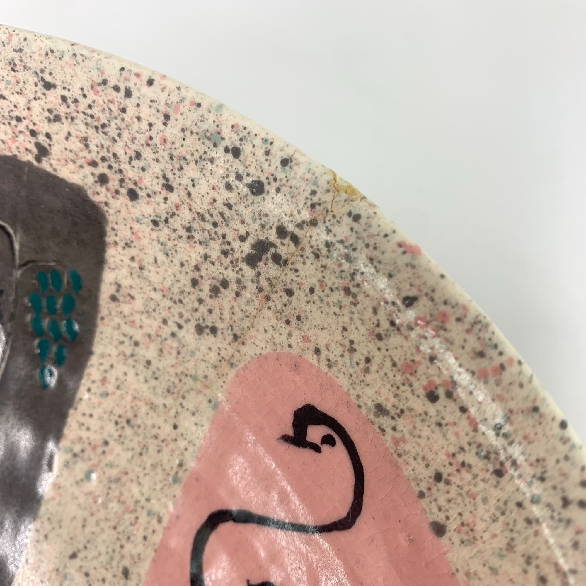 Midcentury Modern Abstract Art Pottery Bowl Gray Pink 50s Vtg Swans ...