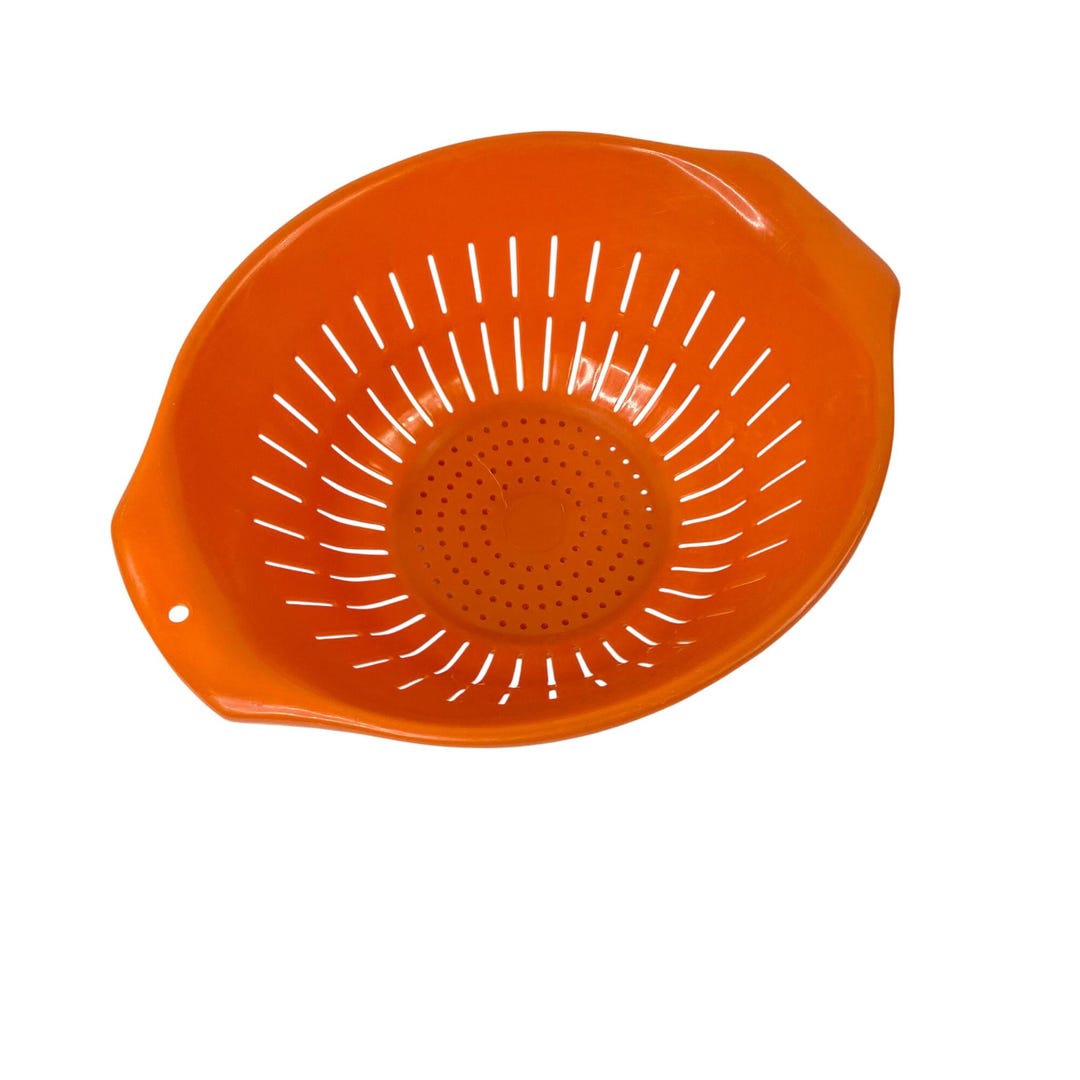 Bright Orange Large Hard Plastic Kitchen Colander Strainer Basket ...