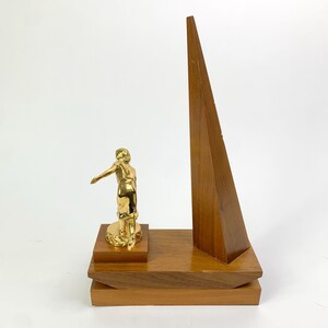 60s Vintage Bowling Trophy Midcentury Modern Wood Brass - Etsy