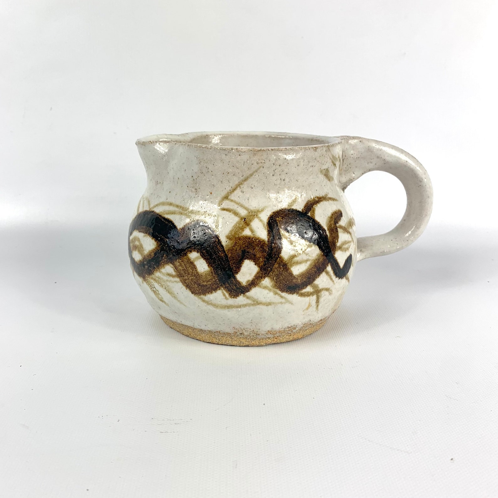 70s Vintage Stoneware Pitcher Art Pottery Squiggle Wave | Etsy