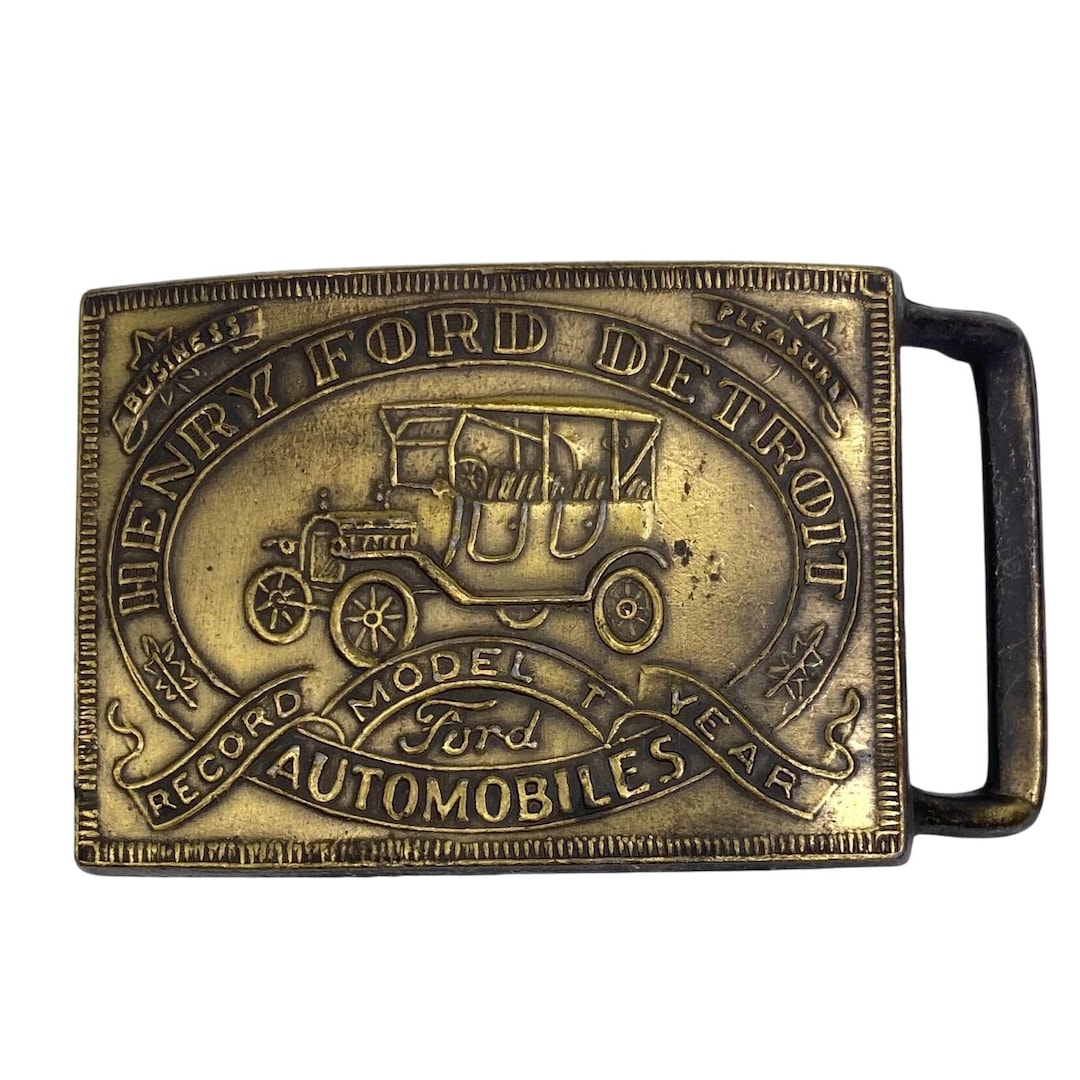 Vintage Brass Henry Ford Detroit Model T Automobiles Belt Buckle - Etsy