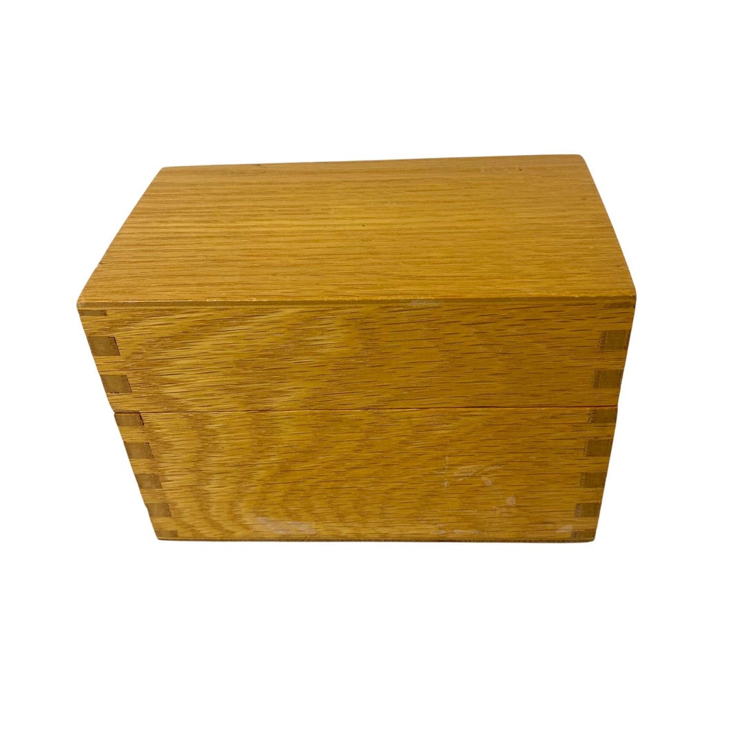 Small Wood Storage Box Holds 3x5 Index Recipe Cards Office Kitchen ...
