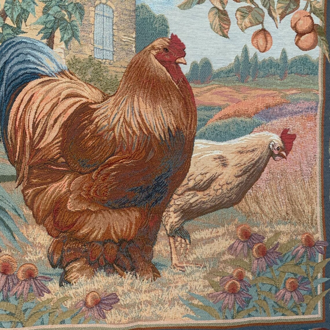 Large Rooster Wall Tapestry French Country Kitchen Vintage Farmhouse ...
