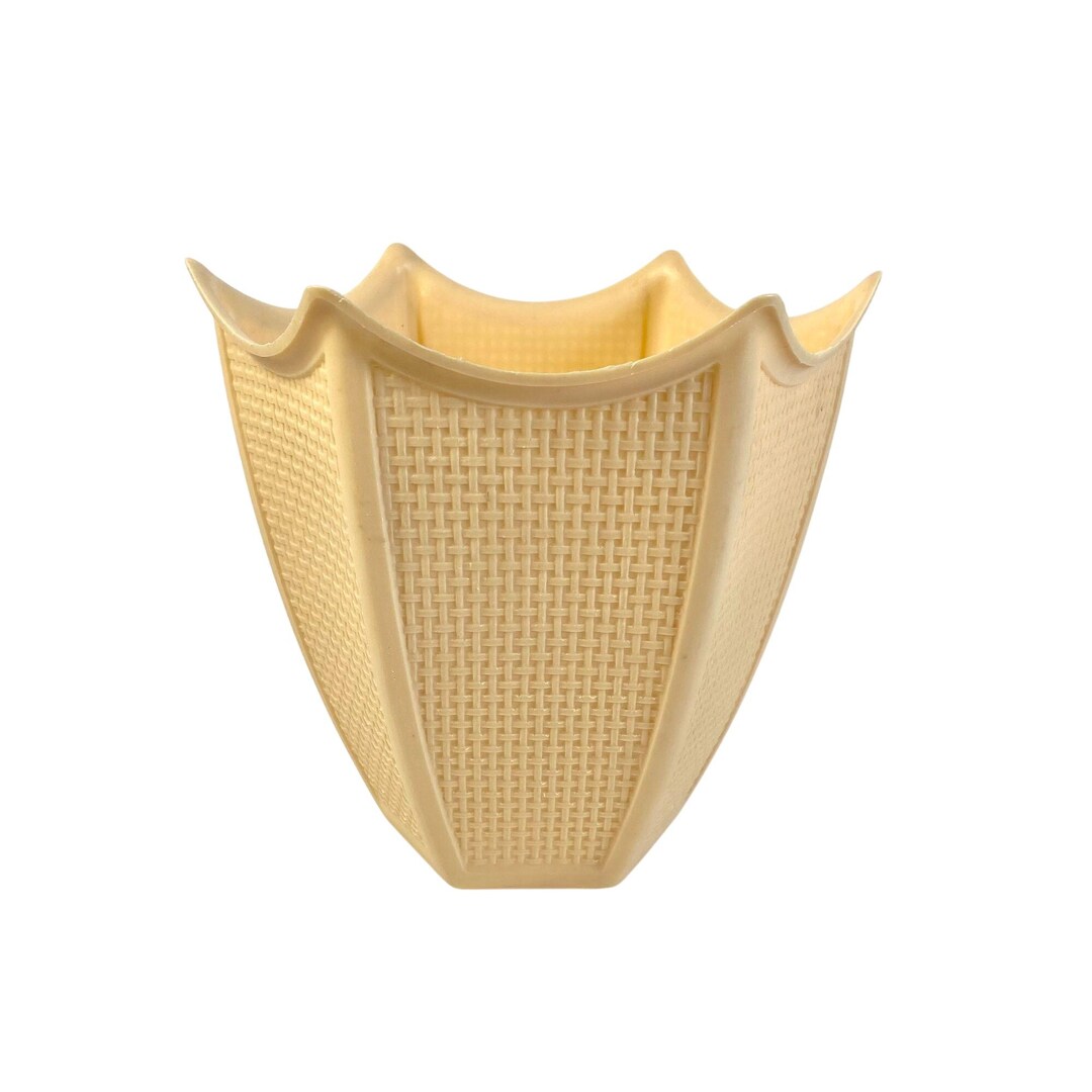 Tulip Shape 80s Vintage Almond Waste Paper Basket Retro Fesco Trash Can ...