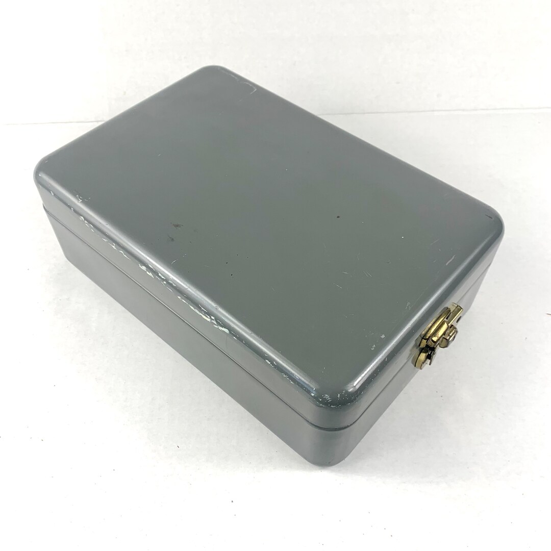 Industrial Gray Metal Index Card File Box Office Storage Recipes - Etsy