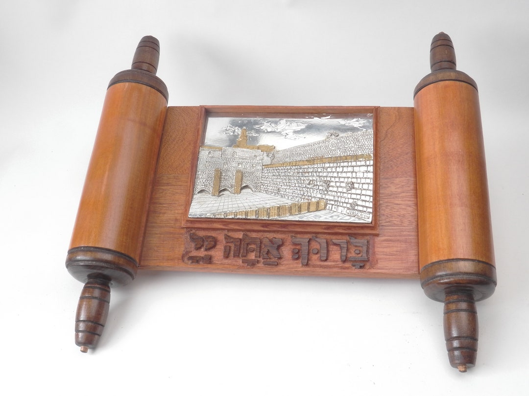 Carved Torah Scroll With Western Wall Tile. - Etsy