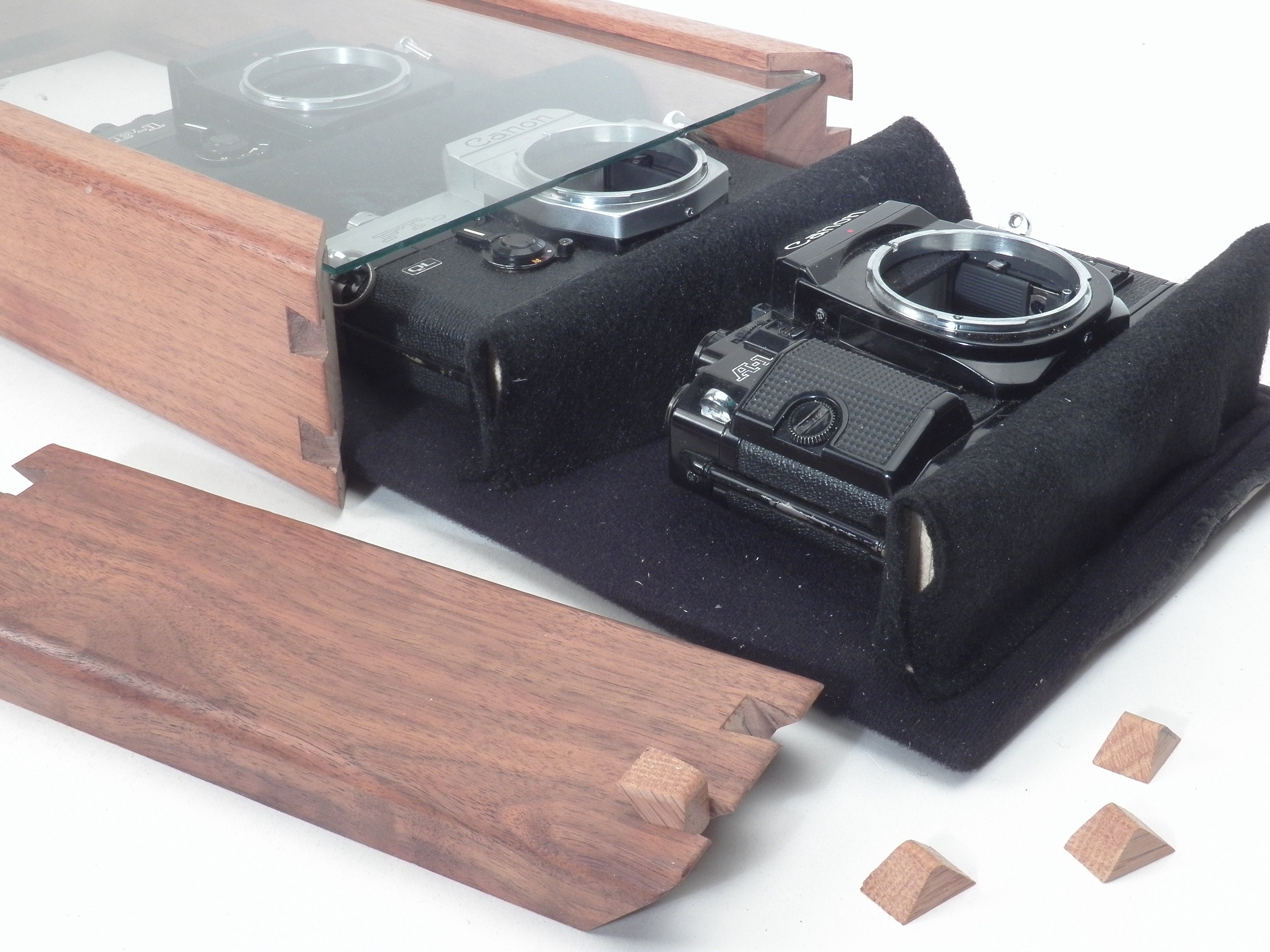 Wooden Shadow Box, With Locking Dovetail Inserts, Displaying Three ...