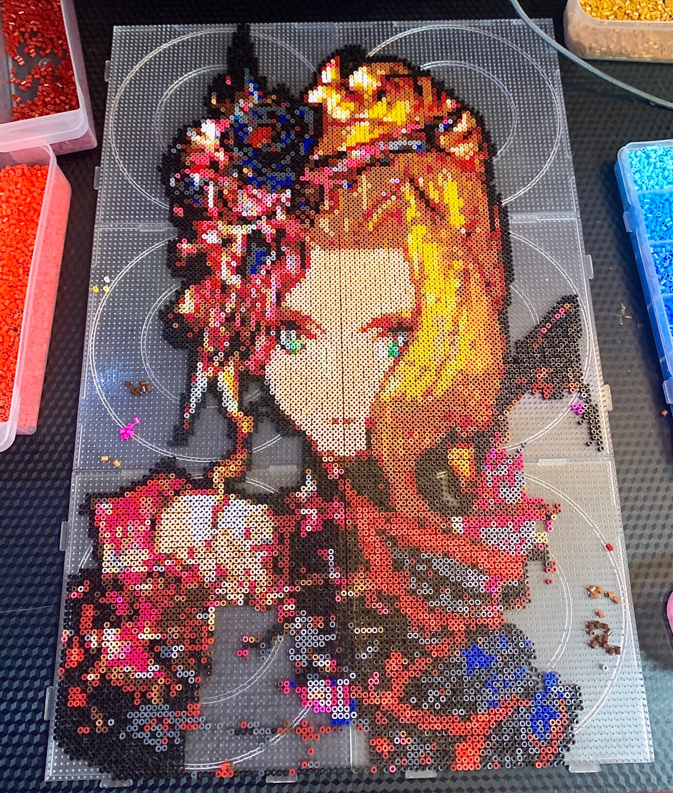 FFBE WOTV Black Rose Helena Hand Crafted 15 x 14 Bead Art Wall Portrait ...