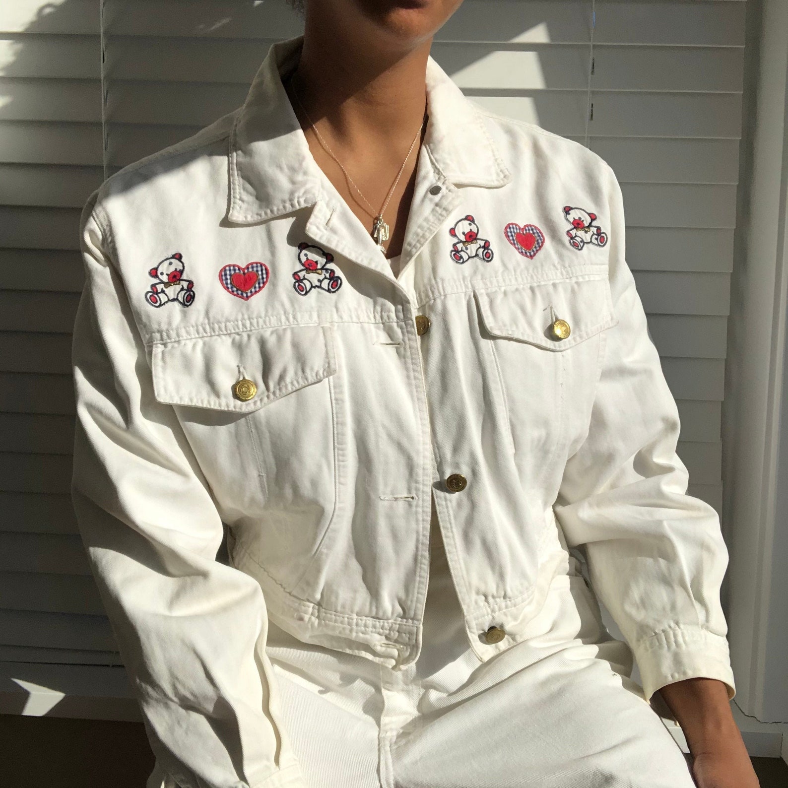 Vintage off White Denim Jacket Vintage 90's Novelty Denim - Etsy UK