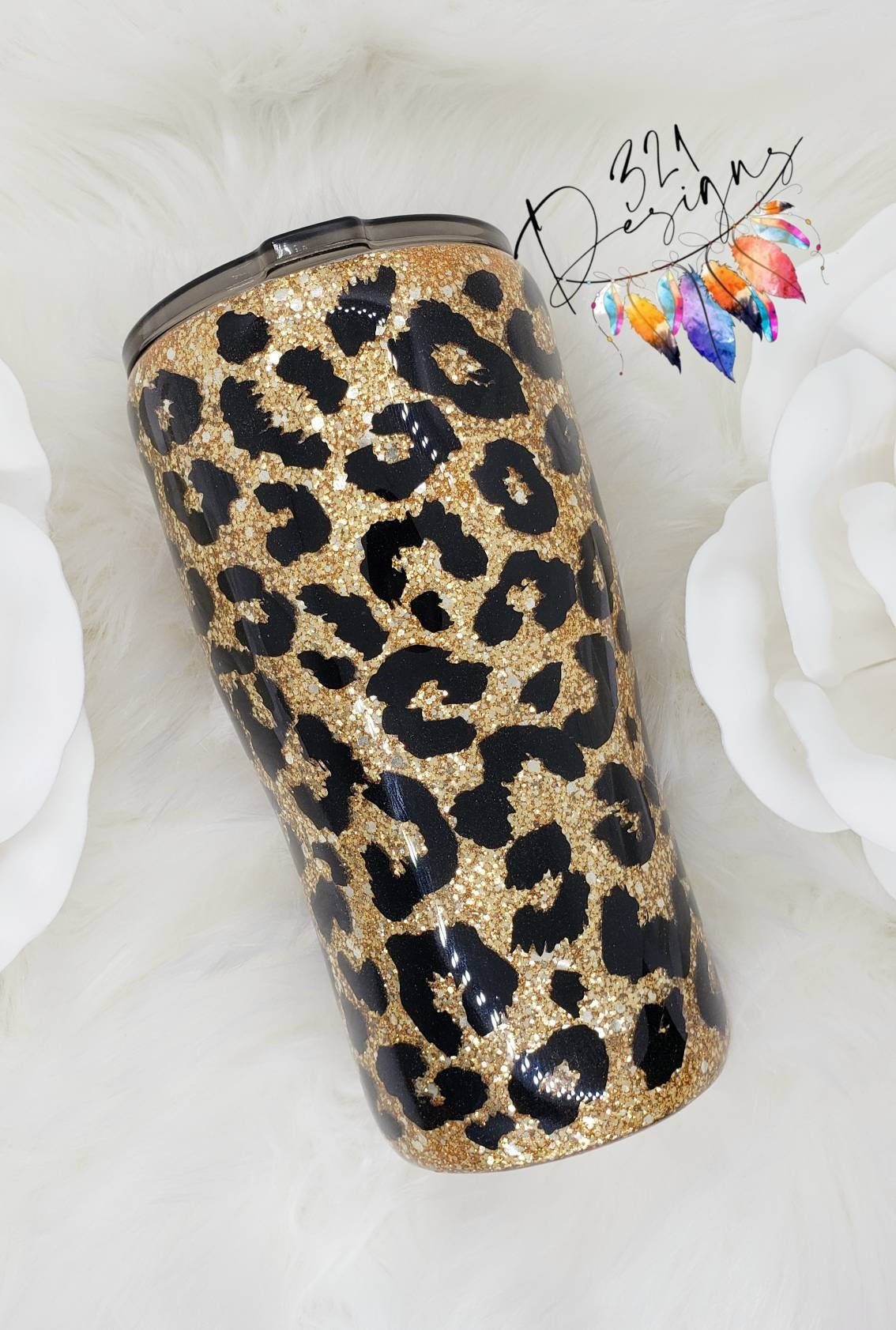 Gold Tumbler W/ Black Leopard Print, Animal Print, Name Personalized - Etsy