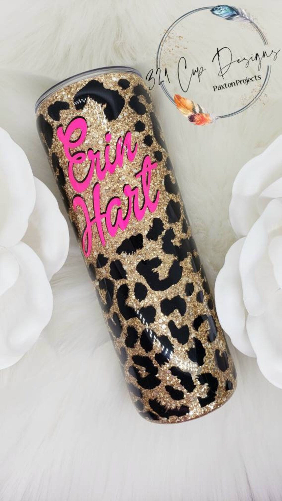 Gold Tumbler W/ Black Leopard Print Animal Print Name | Etsy