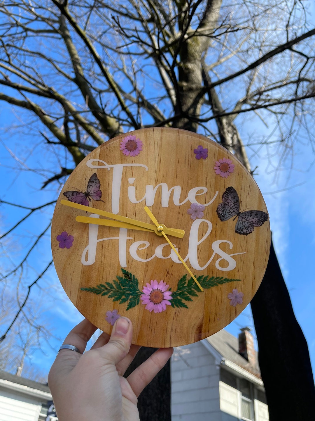 Wooden Clock | Time Heals | Resin Art | Housewarming Gifts | Mental ...